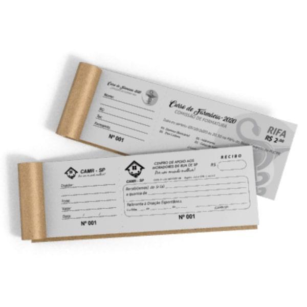 Rifa 15,5x7,5cm Papel Sulfite 75g Bloco c/ 50 Folhas Picote Canhoto ...